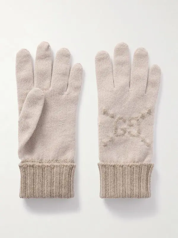 Gucci Jacquard-knit Cashmere Gloves - Neutrals