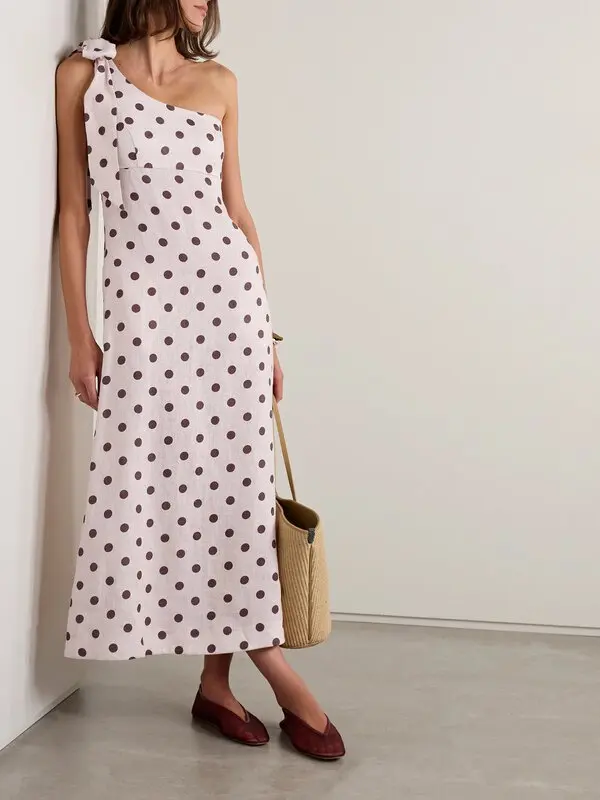 Zimmermann Acacia Polka-Dot Linen Midi Dress In Ivory - 40% Off |  Editorialist