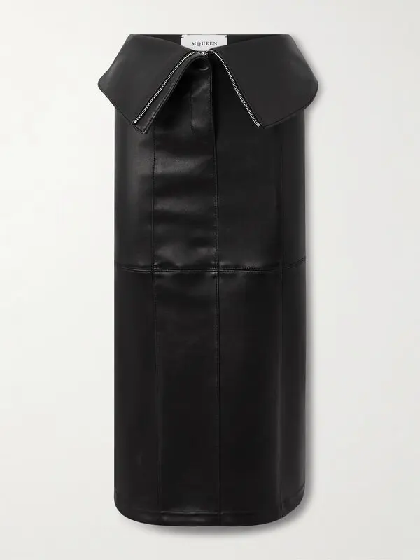 Alexander McQueen Paneled Leather Midi Skirt