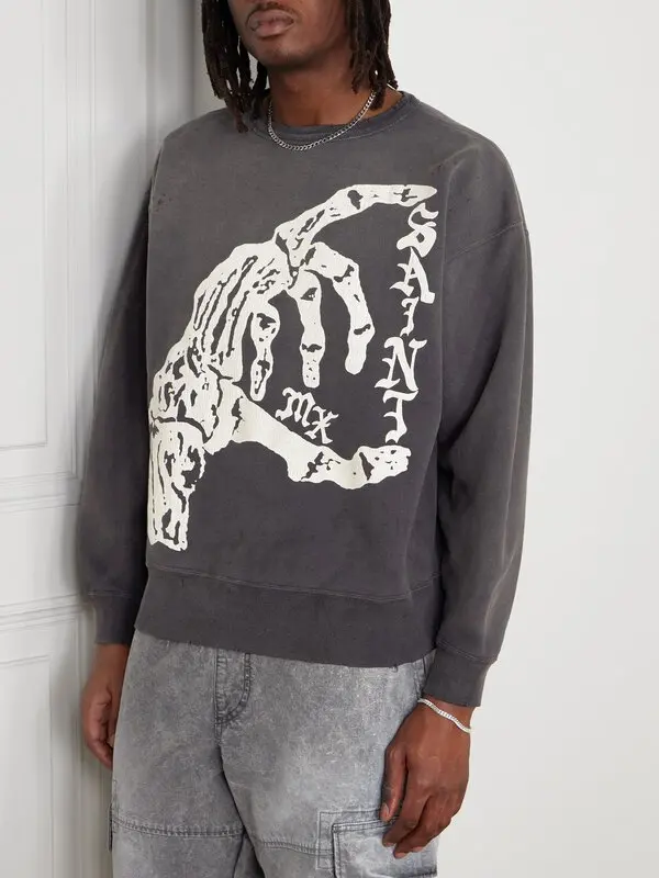SAINT MXXXXXX Distressed Printed Sweatshirt