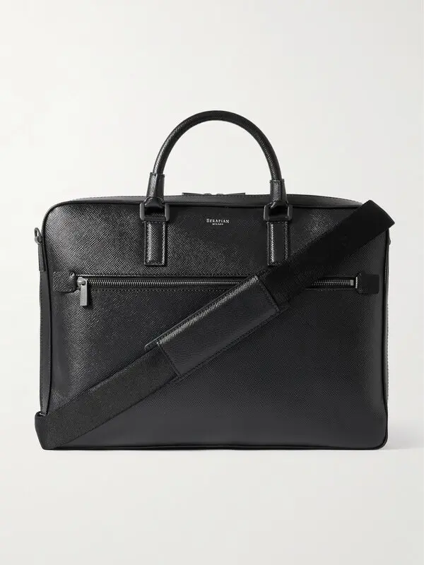 SERAPIAN Evoluzione Cross-grain Leather Briefcase