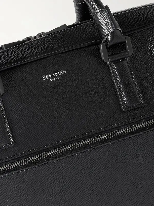 SERAPIAN Evoluzione Cross-grain Leather Briefcase