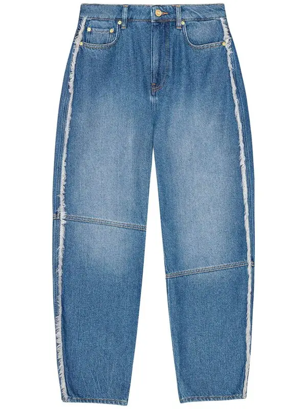 GANNI Distressed Wide Leg Jeans - Blue