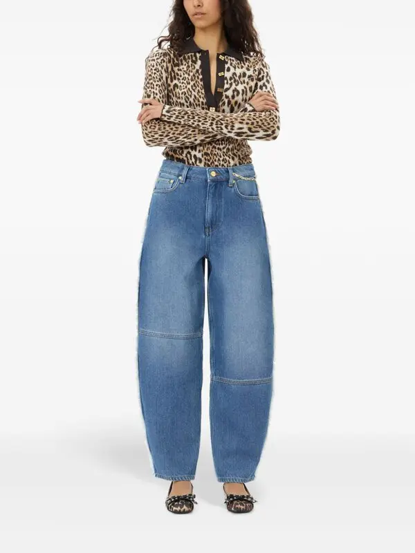 GANNI Distressed Wide Leg Jeans - Blue