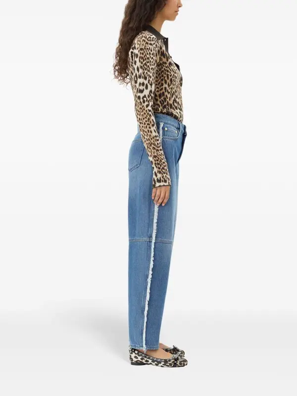 GANNI Distressed Wide Leg Jeans - Blue