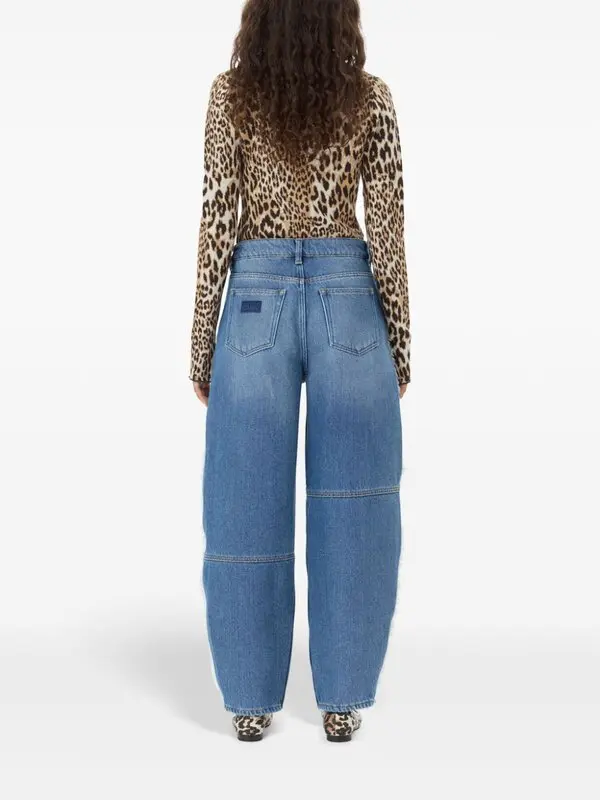 GANNI Distressed Wide Leg Jeans - Blue