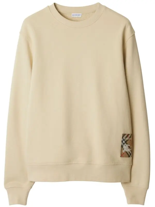 Burberry Check-patch Cotton Sweatshirt - Neutrals