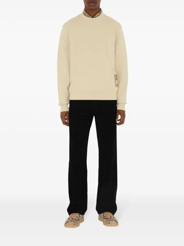 Burberry Check-patch Cotton Sweatshirt - Neutrals