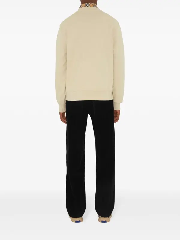 Burberry Check-patch Cotton Sweatshirt - Neutrals