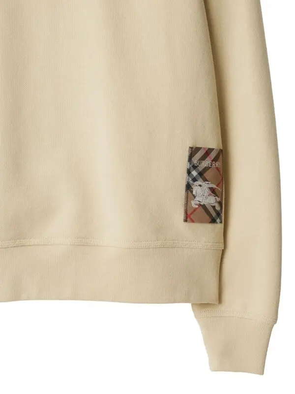 Burberry Check-patch Cotton Sweatshirt - Neutrals