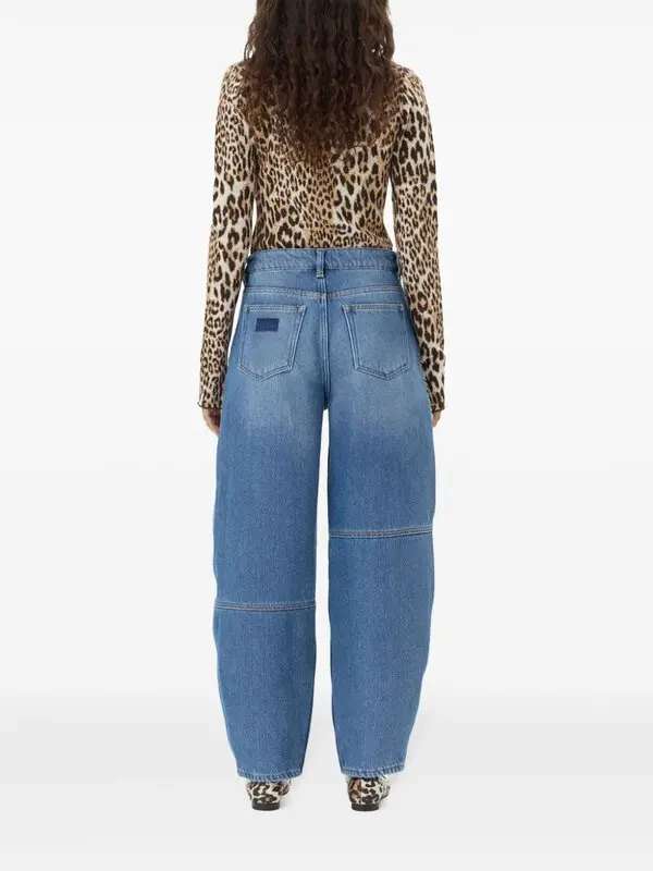 GANNI Leopard Print Long Sleeve Top - Brown