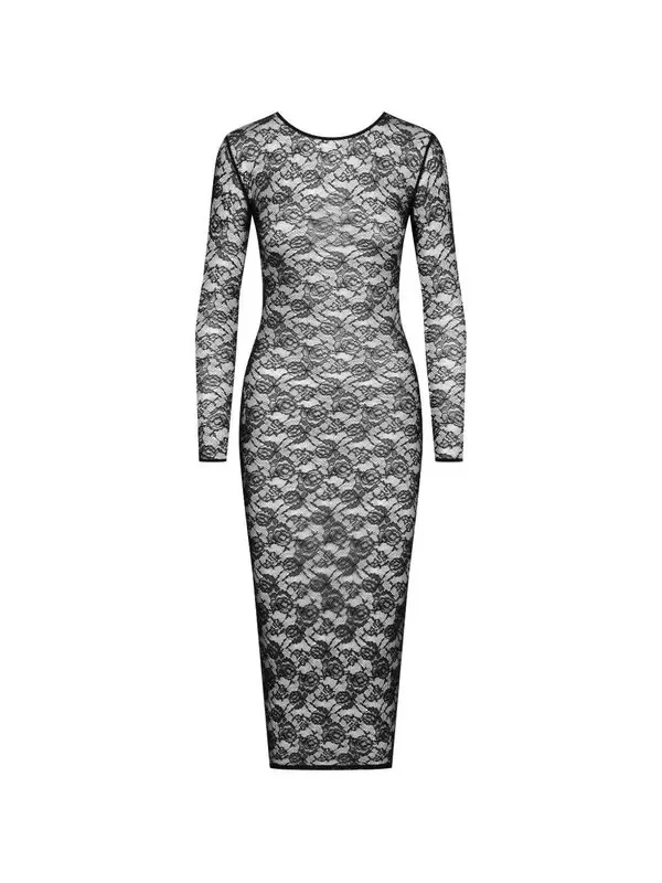 MAISON CLOSE Flashback Long-sleeve Midi Dress - Black