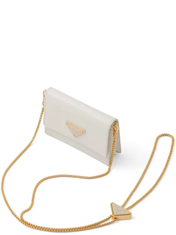 Prada Enamel Triangle Logo Wallet-on-chain - White