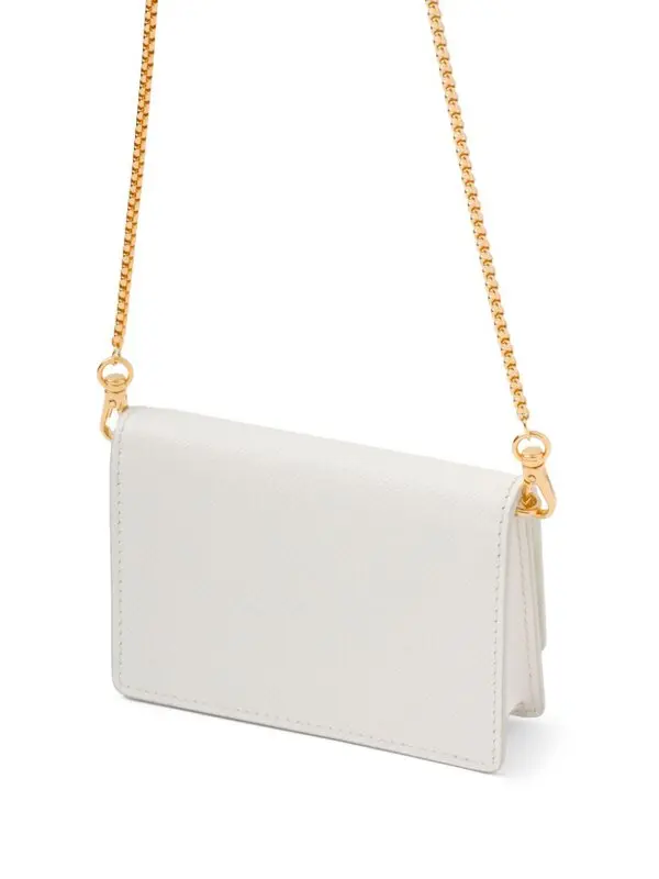 Prada Enamel Triangle Logo Wallet-on-chain - White