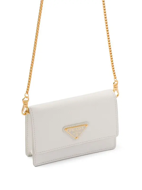 Prada Enamel Triangle Logo Wallet-on-chain - White