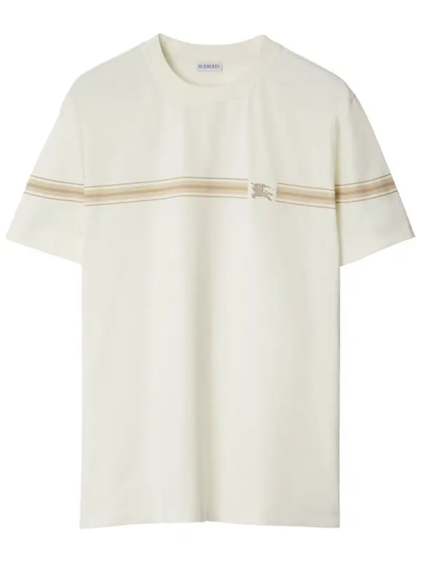 Burberry Striped Cotton T-shirt - Neutrals