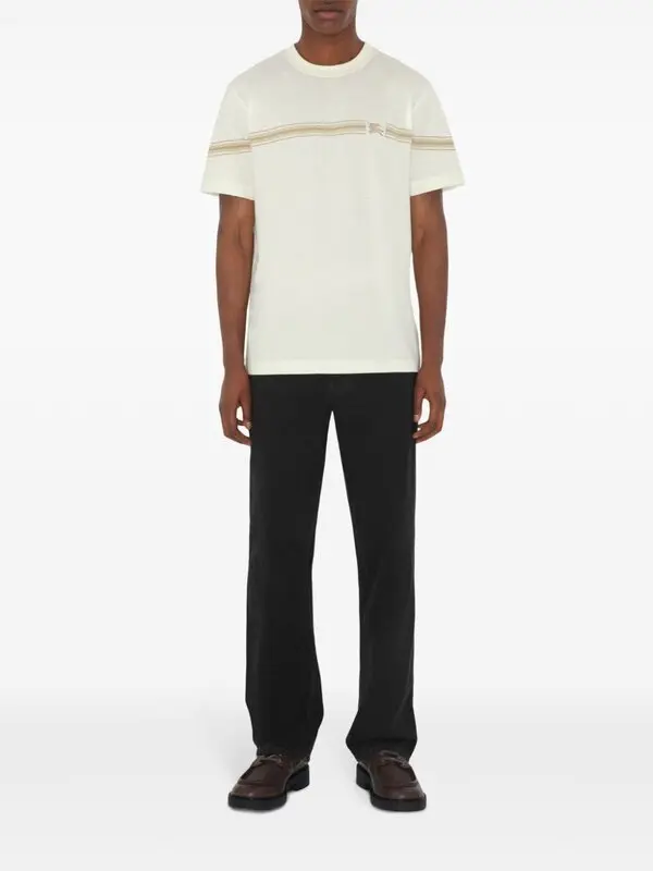 Burberry Striped Cotton T-shirt - Neutrals
