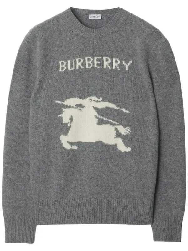 Burberry Equestrian Knight Wool-cashmere Sweater - Grey