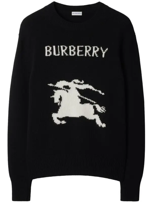 Burberry Knight Motif Wool-cashmere Blend Sweater - Black