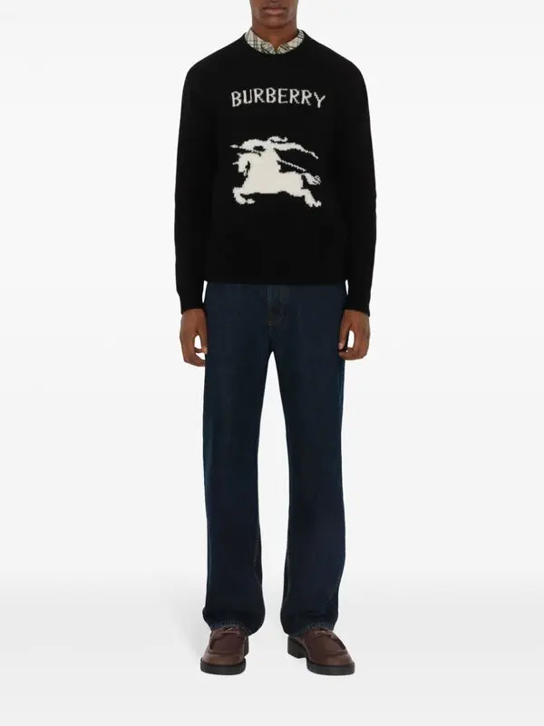Burberry Knight Motif Wool-cashmere Blend Sweater - Black