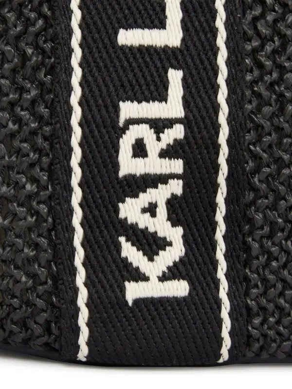 Karl Lagerfeld Signature Raffia Beach Tote - Black