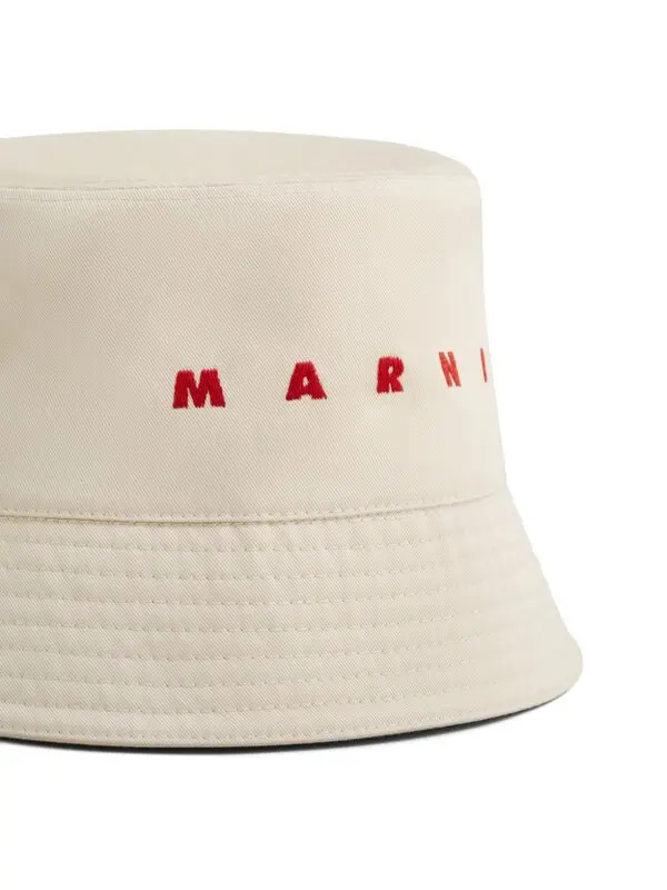 Marni Logo-embroidered Gabardine Bucket Hat - Neutrals
