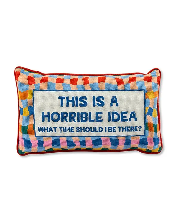 FURBISH Horrible Idea Needlepoint Decorative Pillow - Orange