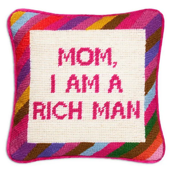 FURBISH Cher Knows Best Needlepoint Decorative Pillow - Pink