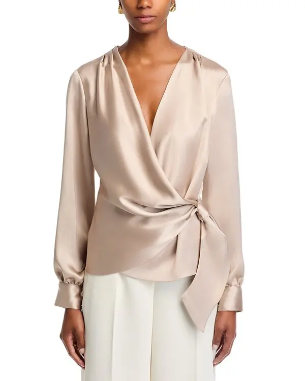 Aqua Faux Wrap Top - Champagne