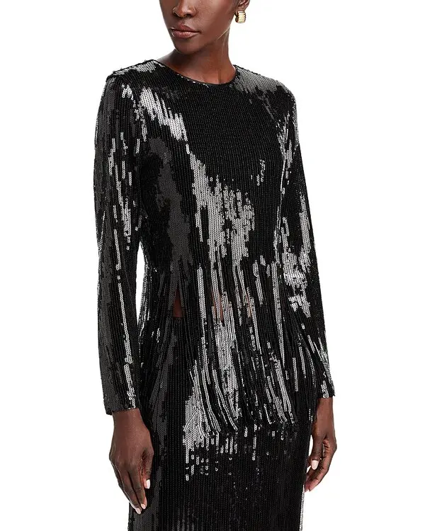 Aqua Sequined Fringe Top