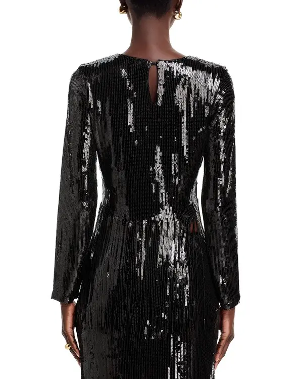 Aqua Sequined Fringe Top