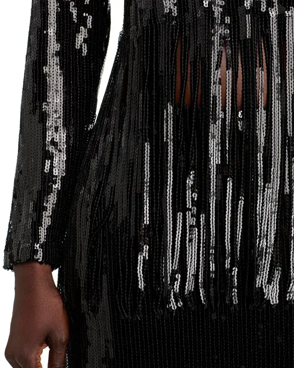 Aqua Sequined Fringe Top