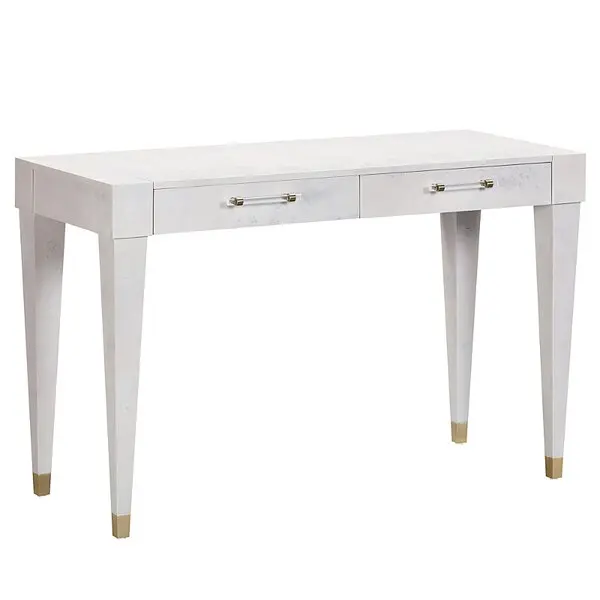TOV FURNITURE Brandyss Burl Work Desk - White