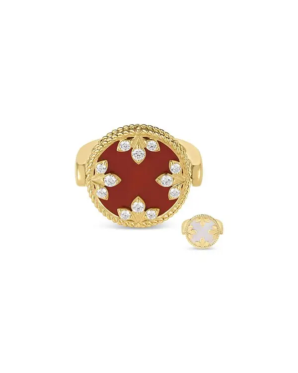 Roberto Coin 18k Yellow Gold Venetian Princess Medallion Reversible Ring - Red/gold