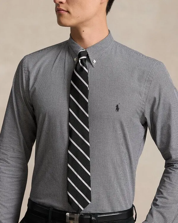 Polo Ralph Lauren Slim Fit Long Sleeve Poplin Button Down Shirt - Black Pattern