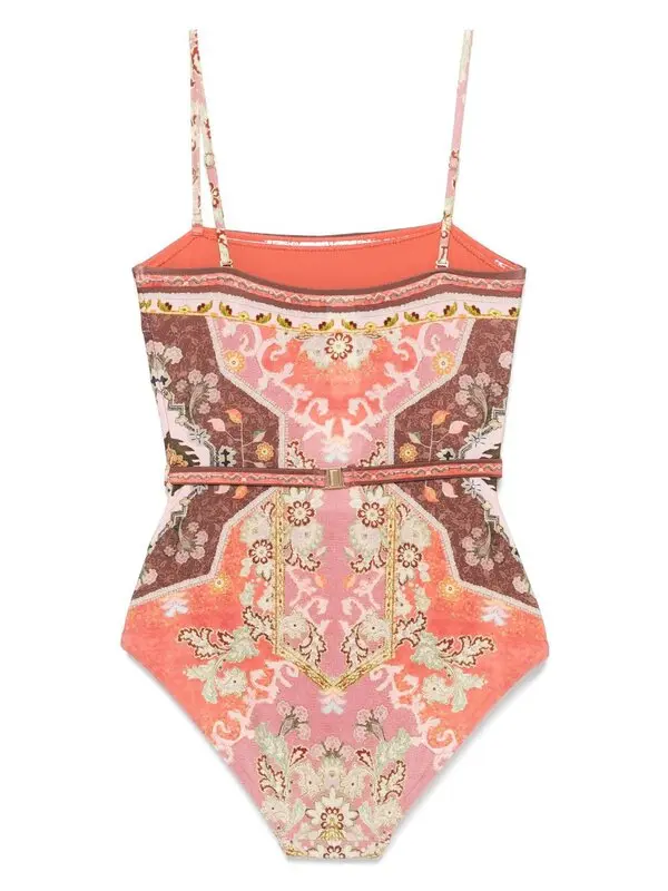 Zimmermann Wylie Belted Bandeau Swimsuit - Red | Editorialist