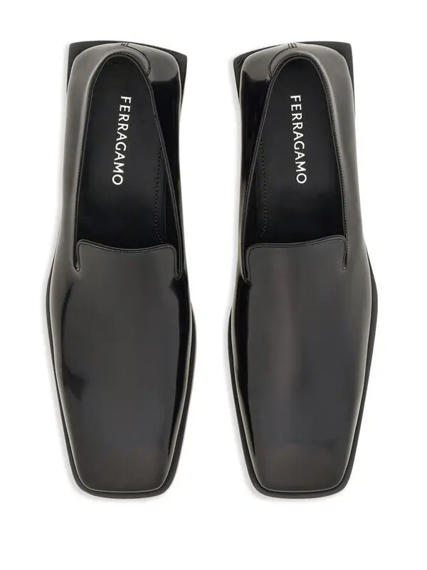 靴 y2k Ferraga square-toe leather loafers Ferragamo Leather Square-Toe Loafers In Black - 35% Off | Editorialist