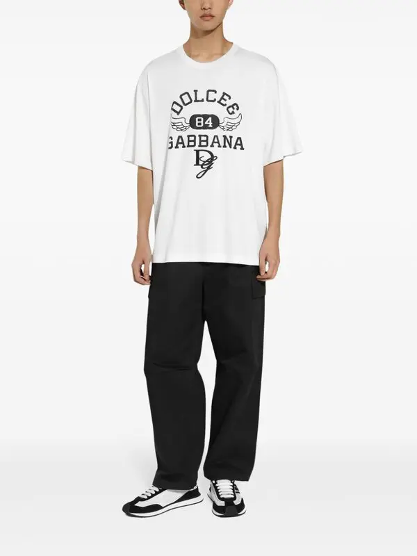 Dolce & Gabbana Logo-Print T-Shirt In White - 45% Off | Editorialist