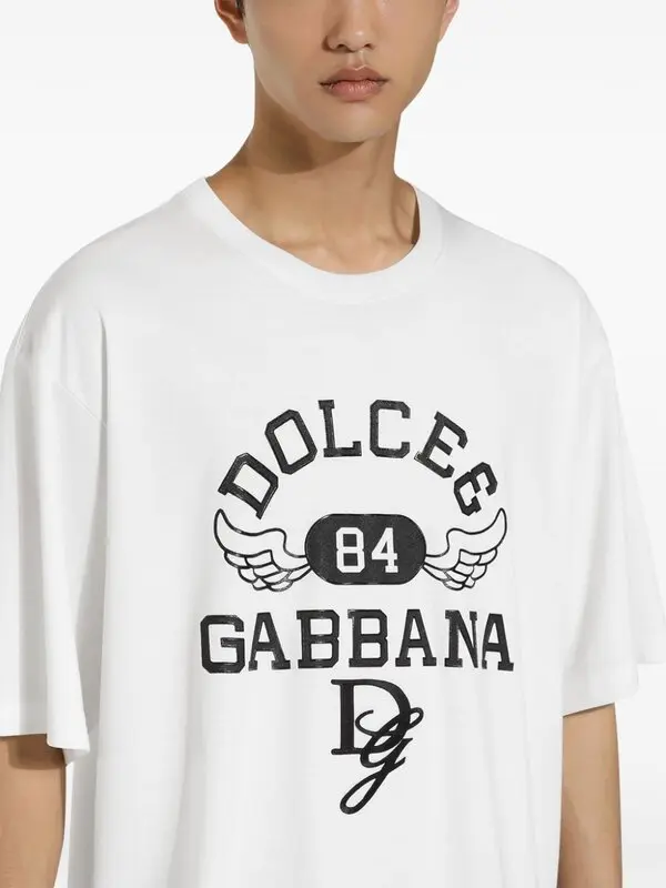 Dolce & Gabbana Logo-Print T-Shirt In White - 45% Off | Editorialist