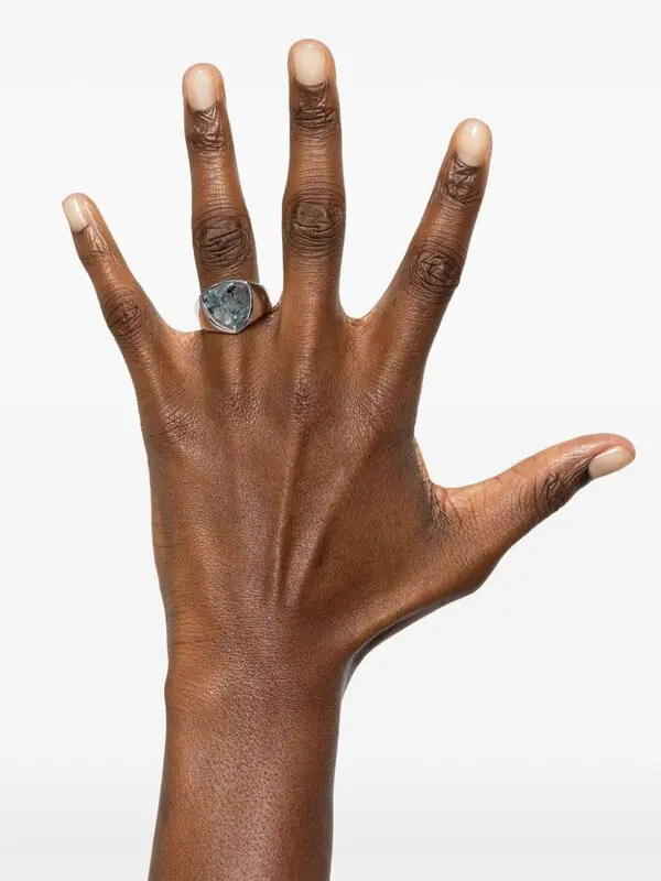 Tom Wood Shield Larvikite Ring In Silver - 20% Off | Editorialist
