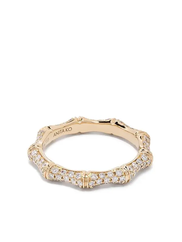ANITA KO 18k Yellow Bamboo Diamond Ring - Gold