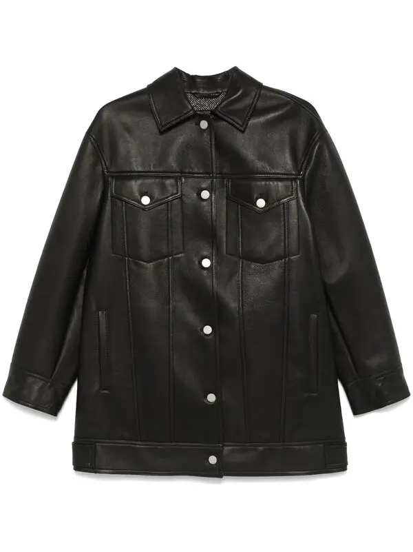 Max Mara Press-stud Leather Jacket