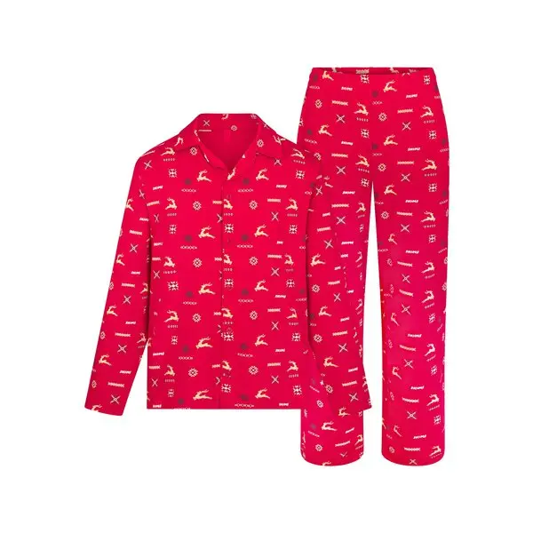 SKIMS Jersey Sleep Sleep Set - Cranberry Vintage Deer Print
