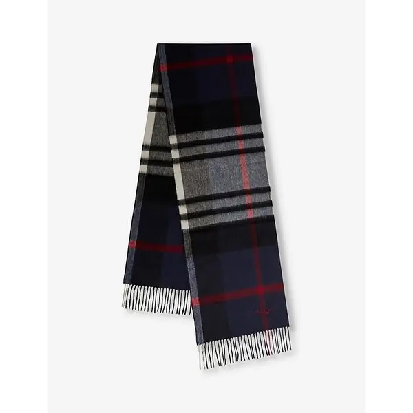Mulberry Small-check Merino-wool Scarf - Nightsky-lancasterre