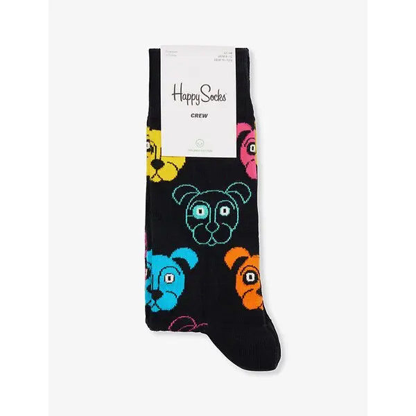 Happy Socks Dog Cotton-blend Crew Socks - Black