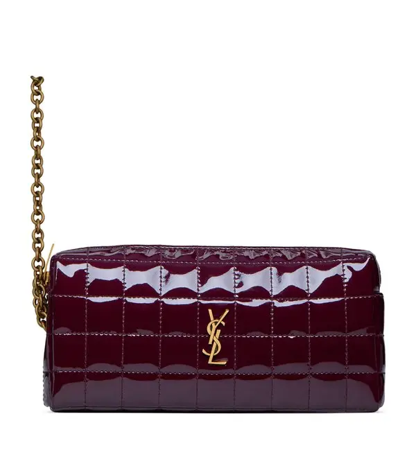 Saint Laurent Monogram Pouch With Chain - Red