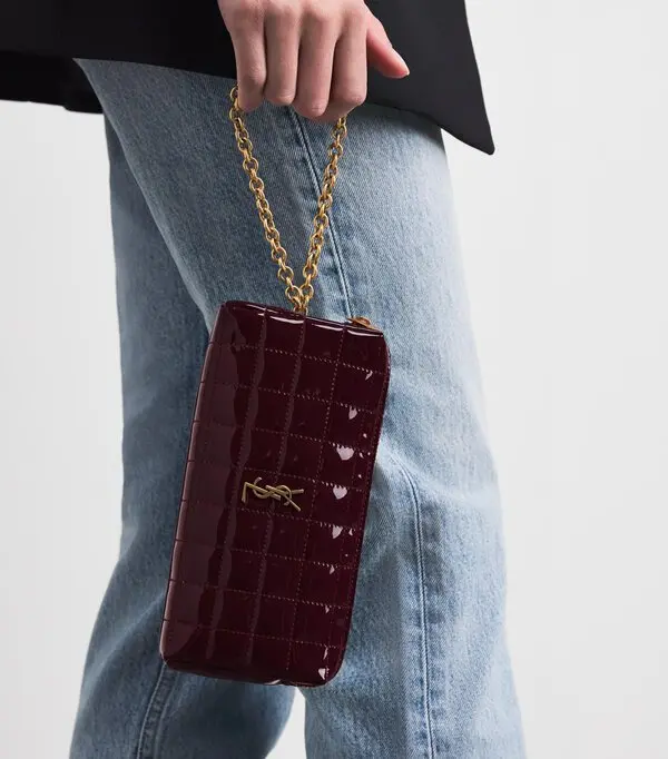 Saint Laurent Monogram Pouch With Chain - Red