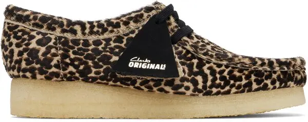 Clarks Brown Wallabee Loafers In Leopard Print 19% Off