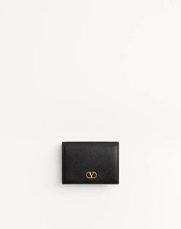 Valentino Garavani Vlogo Signature Grainy Calfskin Wallet - Black