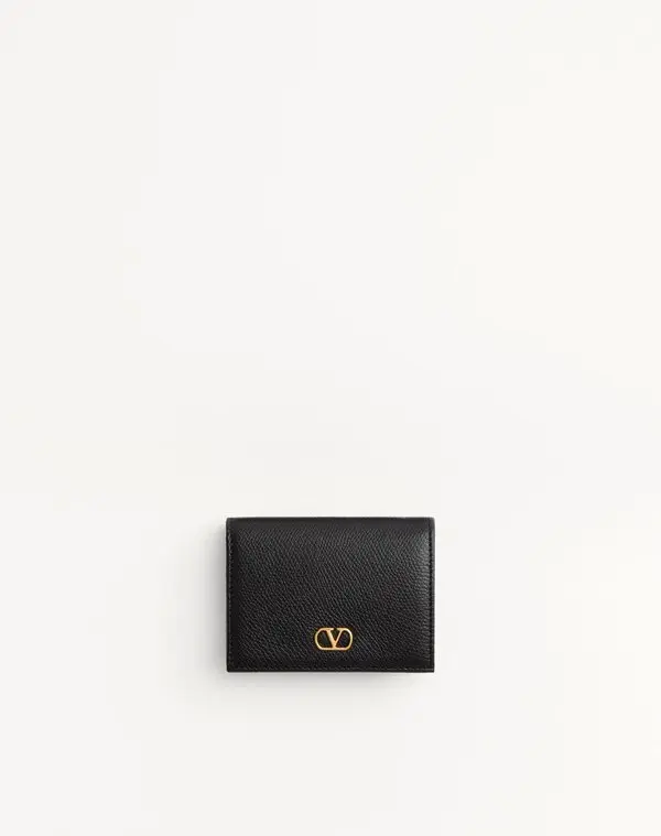 Valentino Garavani Vlogo Signature Grainy Calfskin Wallet - Black